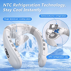 Agihoss Neck Air Conditioner Fans That Blow Cold Air Cooling Device Wearable Fan, 5200mAh Battery Operated Rechargeable Personal Fan, 3+3 Speeds Perfect for Women Men