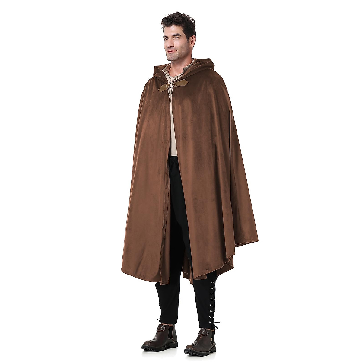 Colorful House Adult Northern knight Costume Cloak Gothic Witch Cloak Renaissance Medieval Capes(Brown,39")