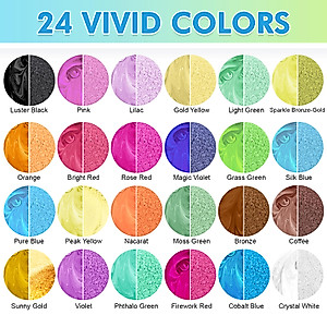 CHANGTIKEJI Mica Powder，24 Colors - 10g/Bottle of Natural Pigment Powder for Epoxy Resin，Soap Making，Candle Making,Lip Gloss,Car Freshies,Dye,Nail Polish,Bath Bombs