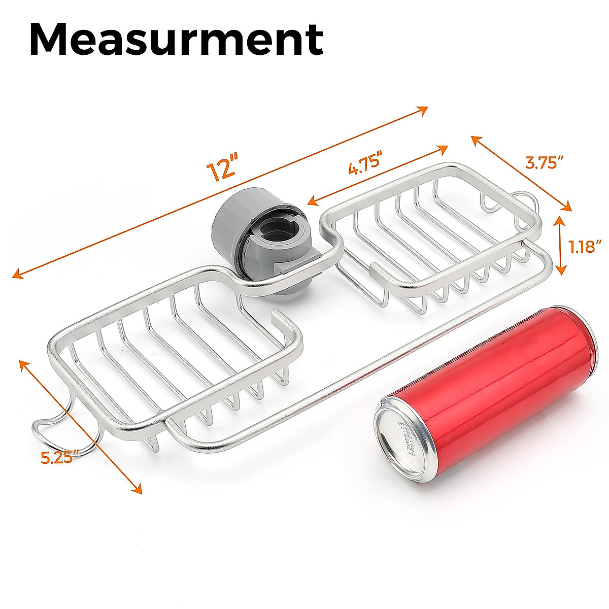 Ravinte Sponge Holder for Kitchen Sink, Hanging Drain Sink Sponge Holder Over Facuet Sponge Holder Sink Caddy Faucet Rack for Kitchen Sink Organizer and Bathroom Shower Rack--Double Square, Silver
