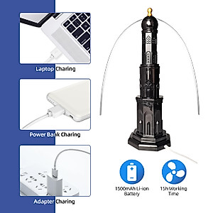 NIASIA 4pcs Food Fans for Tables Rechargeable,Retractable Food Spinner for Indoor Meals,Picnic,Party(Black)