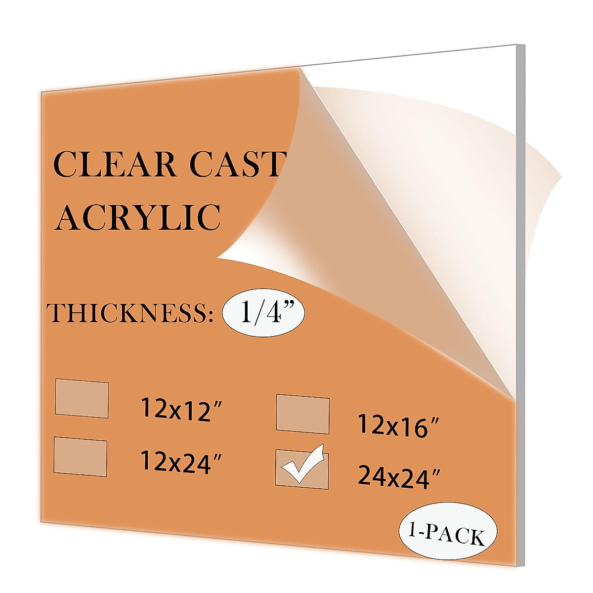 24x24 Clear Cast Acrylic Sheet 1/4 Plexiglass for Laser Cutting,Crafts,Signs Art Projects