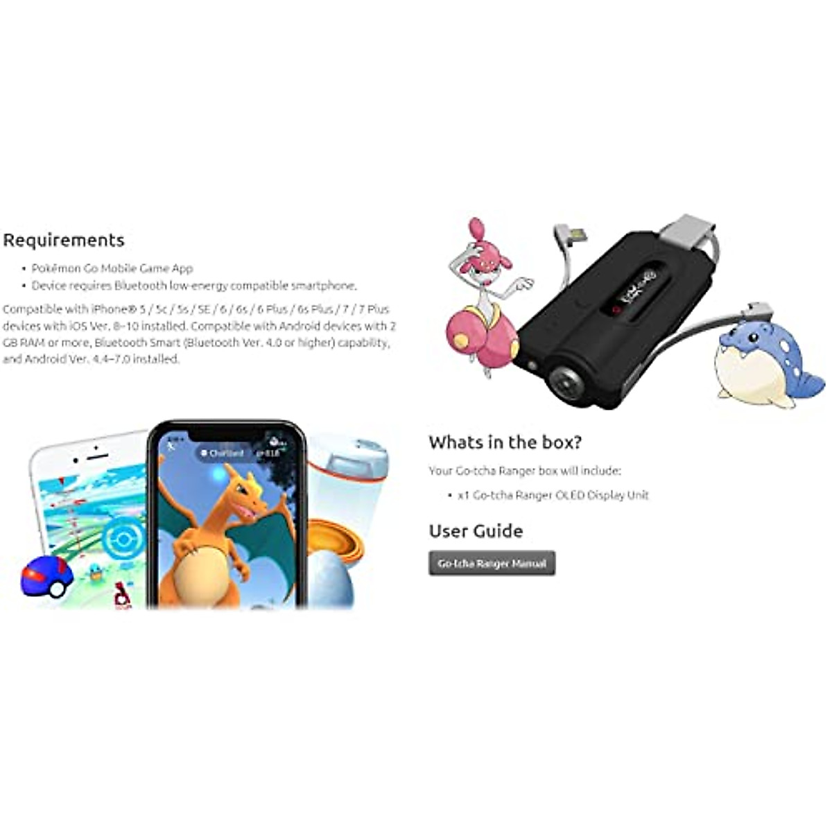Gotcha Go-Tcha Ranger LED Touch Screen for Pocket Monster Go Plus Accessory for iPhone/Android - Pink