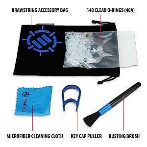 ENHANCE Mechanical Keyboard O Ring Ultra-Quiet Switch Sound Dampeners Kit Soft 40A Clear (140pcs), Key Cap Remover, Cleaning Brush, Cloth and Accessory Bag - Mod Kit for Cherry MX, TTC, Kaihua