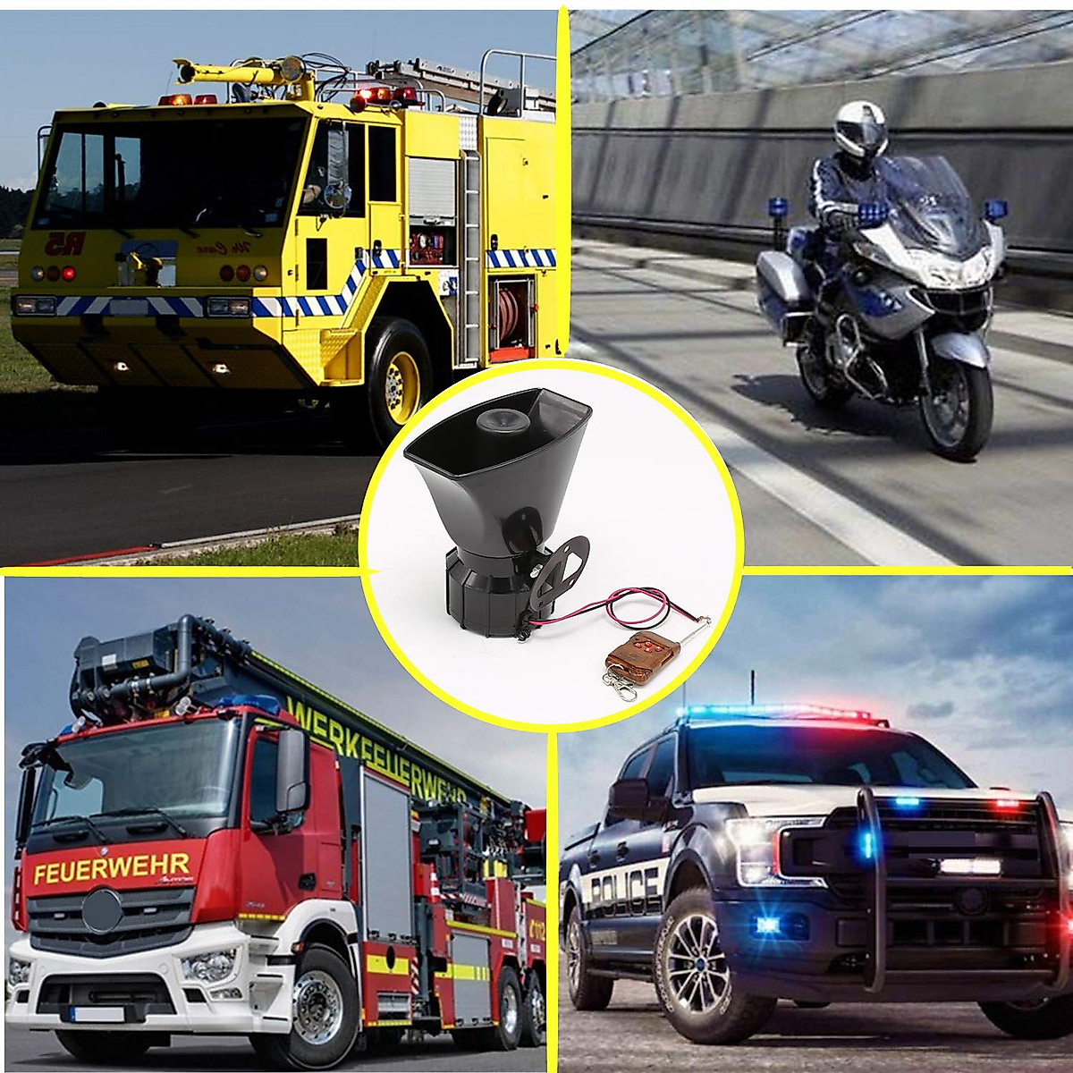 Viping Car Remote Horn Car Horn Siren 100W Air Horn Police Car Siren Horn Siren Speaker Speaker System Truck horn Alarm Horn for Any 12V Truck Lorry Boat car ect