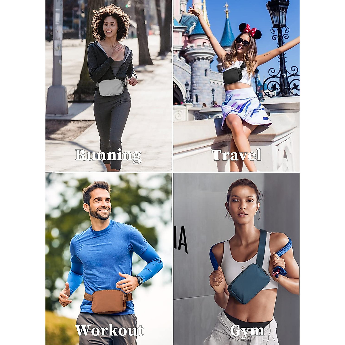 Belt Bag for Women, Meyfancy Unisex Fanny Packs with Adjustable Strap Small Crossbody Black Fanny Pack Fashion Waterproof Everywhere Belt Bag for Traveling Hiking Running Casual