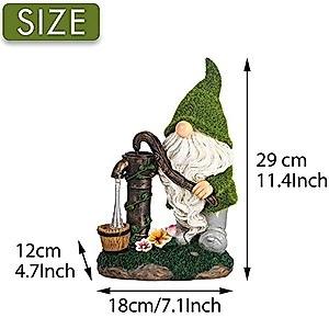 Yiexson Cartoon Gnome Dwarf Statue Garden Lighting Waterproof Light Solar Night Decorative Figuri Courtyard Lawn Lamp Resin Outdoor B1E8