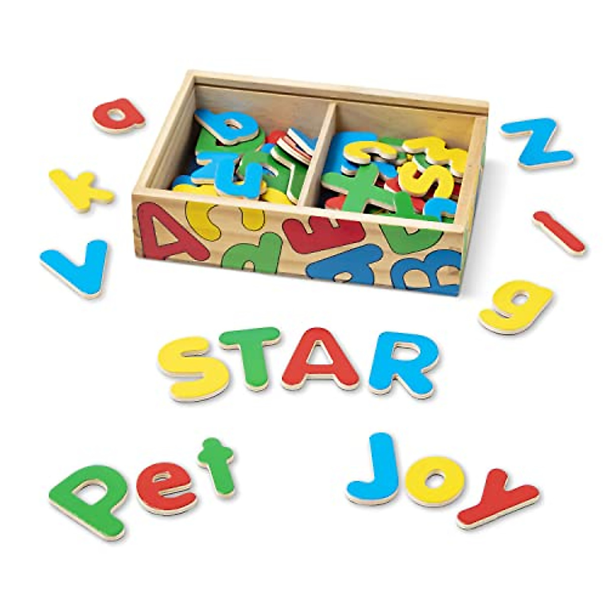 Melissa & Doug 52 Wooden Alphabet Magnets in a Box - Uppercase and Lowercase Letters - ABC Learning Toys, Chunky Magnetic Letters For Toddlers And Kids Ages 3+