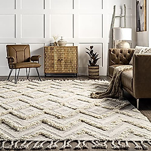 nuLOOM Sony Bohemian Diamond Shag Area Rug, 8' x 10', Ivory