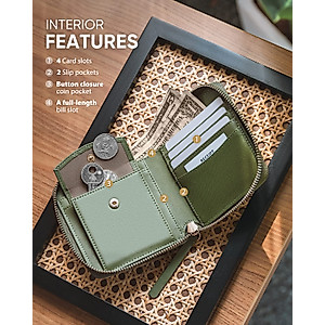 Vulkitty Women Leather Wallet RFID Blocking Bifold Slim Coin Purse Credit Card Holder with Zipper Pocket Case