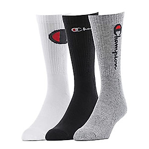 Champion LIFE 3-Pair Core Essential Socks Assortments White/Black/Oxford Grey 10-13 (US Men's Shoe Size 6-12)