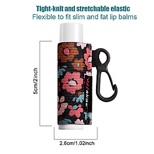 HEYSKAY Lip Balm Holder Sleeves Keychain Chapstick Elastic Sleeves(Black/Color strip/Geometrical pattern)