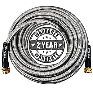 IRRIGLAD Garden Hose 304 Stainless Steel Metal Braided Hose, Lightweight, Kink-Free, Tough, Flexible Water Hose Rust Proof, Puncture, Portable, Universal Aircraft Grade Aluminum Alloy Connector, 25FT