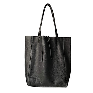 LaGaskta Taylor Tote Shoulder Bag Soft Italian Leather (Black)