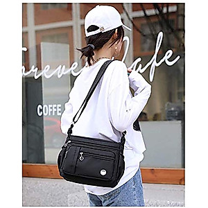 Waterproof Nylon Shoulder Crossbody Bags - Handbag Zipper Pocket Tote Bag Purses Satchel for Ladies Women Girls (Small bag-blue)