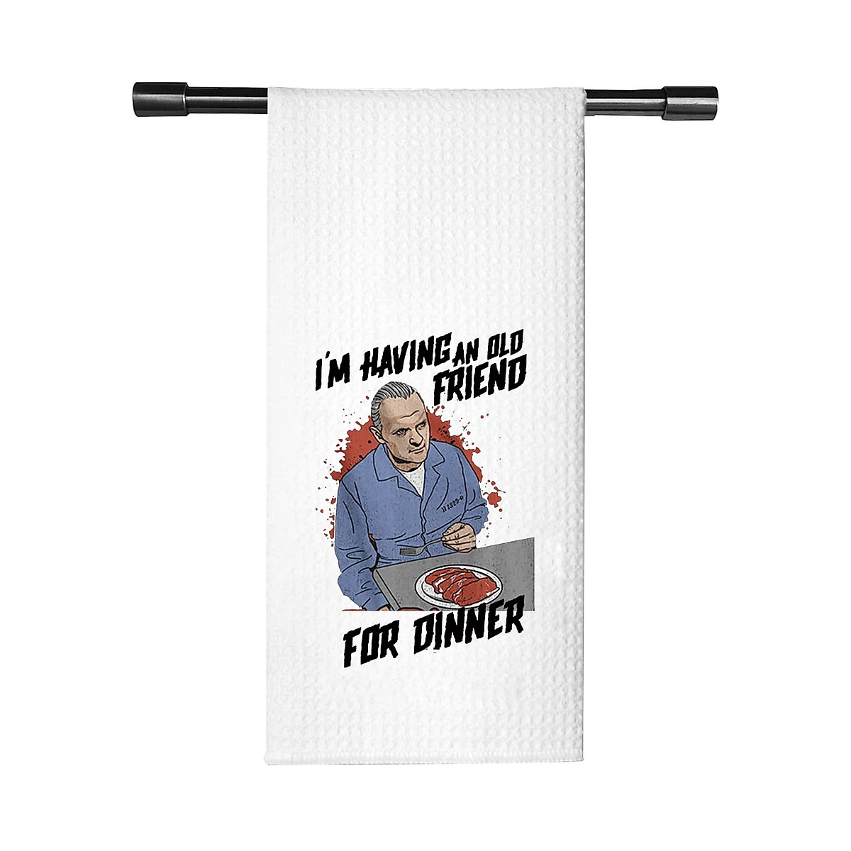 TSOTMO Horror Movie Inspired Gift I’m Having an Old Friend for Dinner Kitchen Towel Dish Towel (Friend for Dinner Towel)