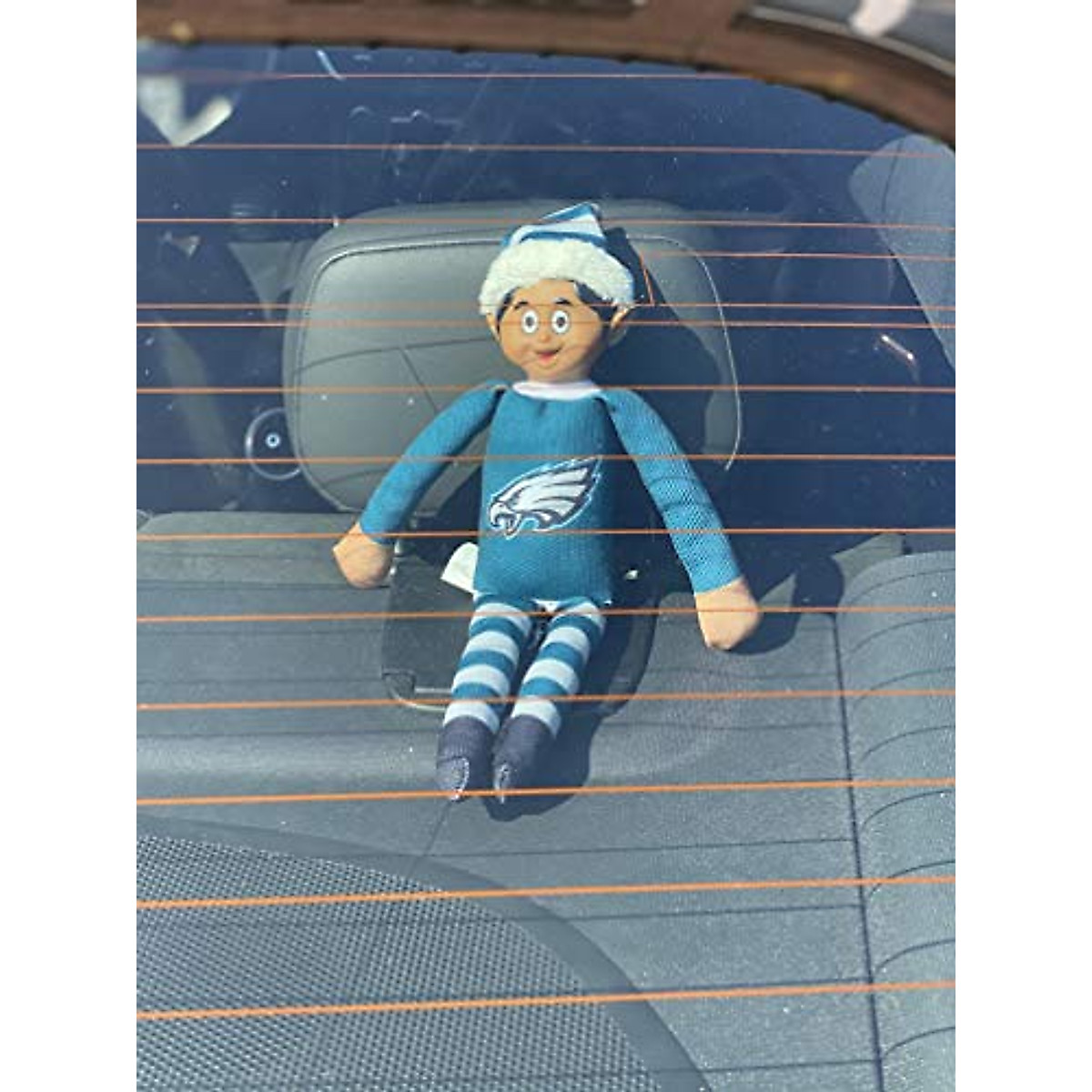 FOCO Philadelphia Eagles Ebony NFL Bench Buddy Shelf Elf - Limited Edition NFL Team Christmas Elf - Plush Toy Travel Companion, Home or Tailgate