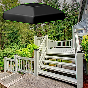 TonGass (6-Pack, Black) 4x4 (3 5/8") Wood Fence Post Caps - Wooden Fence Deck Post Covers - Durable Plastic Water-Proof and UV-Proof - Protect Wooden Fence Poles from Cracking and Rotting