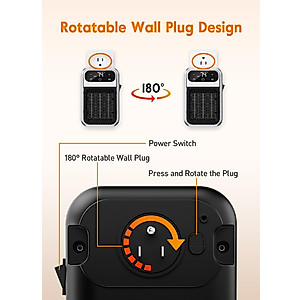 GiveBest 800W Wall Outlet Space Heater with Remote,LED Display Small Plug in Electric Heater with Adjustable Thermostat and Timer for rv and Home Office Bathroom Indoor Use