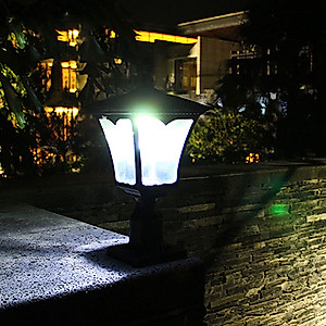 KAIKEA European Solar Outdoor Post Light Fixture Aluminum with Glass Outdoor Post Lamps for House Pillar Light Backyard Outside Deck Garage Yard Garden Driveway LED Home Patio Post Lamps