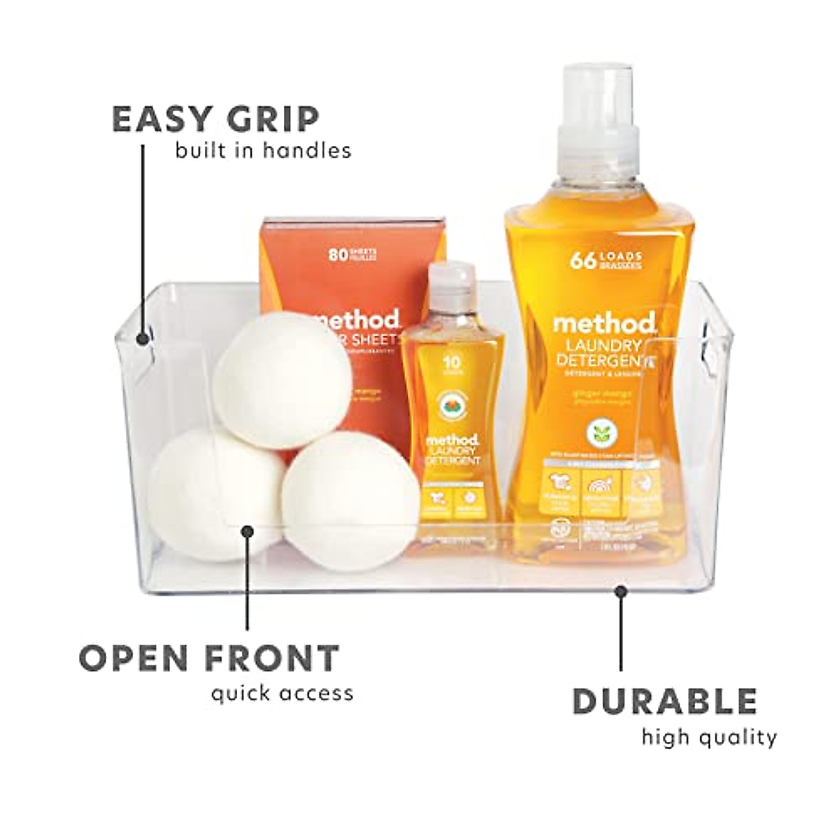 bHome Kitchen Organization | Clear Plastic Storage Bins | Pantry Organization and Storage Bins, Kitchen Cabinet Pantry Storage Organizer Bins, Set of 2 Open Front Snack Storage Containers