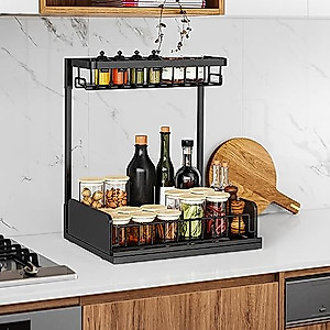 2 Pack Under Sink Organizers and Storage, Metal Pull Out Cabinet Organizer with Sliding Drawer, Slide Out Under Sink Organizer Shelf, Multi-Use for Kitchen Bathroom Organization