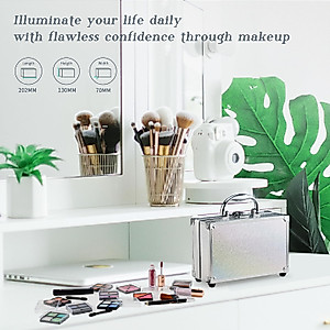 Color Nymph Beginner Makeup Kits For Teens With Train Case Included Full Makeup Kit Eyeshadow Palette Blushes Bronzer Highlighter Lipstick Brushes Mirror (Silver)