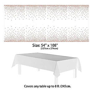 hapray 4 Pack Plastic Tablecloths for Rectangle Tables, Waterproof Disposable Party Table Cloths with Rose Gold Dot, Table Covers for Decorations, Baby Shower, Birthday, Valentine's Day, 54” x 108”