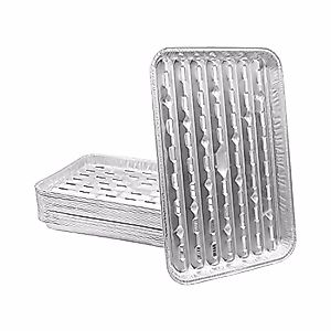 Disposable Aluminum Broiler Pans with Holes – Good for BBQ, Grill Trays – Multi-20 Pack of Durable Aluminum Sheet Pans 13.4" x 9" x 0.85"