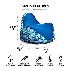 Big Joe Warp Bean Bag Chair, Blue Woodland Camo Smartmax, 3ft