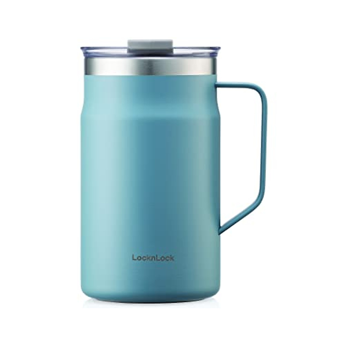 LocknLock Metro Mug Premium 18/8 Stainless Steel Double Wall Insulated with Handle Perfect for table with Lid, Blue, 20 oz