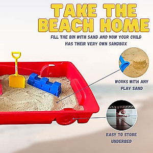 Back Bay Play Under Bed Storage Toy Organizer bin & Kids Sandbox with Cover, Toy Storage Sensory Toys for Toddlers 1-3 and up (Blue)