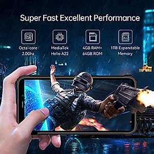 OUKITEL WP20 Pro Rugged Smartphone, 4GB+64GB Octa-Core 5.93" Rugged Phone Android 12, 6300mAh Battery, IP68 Waterproof, 20MP Camera, Global Version 4G LTE Cell Phone, Face ID+Fingerprint, NFC, Orange