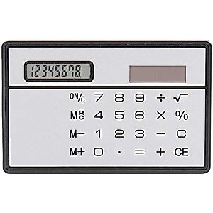 8 Digit Silver and Black Ultra Thin Solar Power Calculator with Touch Screen Credit Card Design Portable Mini Calculator for Business School Basic Office Calculators