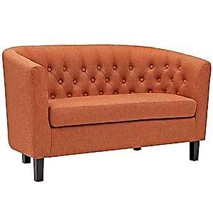 Modway Prospect Upholstered Contemporary Modern Loveseat In Orange