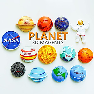 Planet Magnet - 13pcs Cool Decorative Solar System Refrigerator Magnet for School Office Whiteboard Locker, Great Astronomy Gift for Space Lover Teens Adult - Big Strong Magnet with Gift Packed