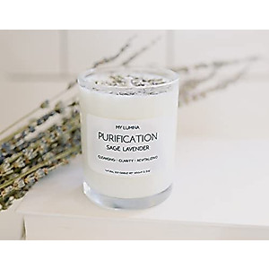 My Lumina Purification Sage Lavender Candle - Smudging Chakra Balancing Healing Candle Natural Soy Wax - White Sage Natural Scented Purifying Candle for Aromatherapy