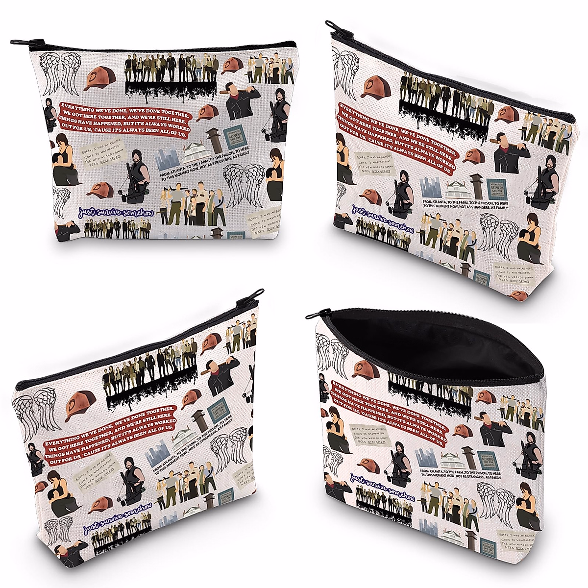 XYANFA Walking-d Zombie TV Inspired Makeup Bag Zombie Daryl D Fan Gift TV Show Lover Zipper Pouch (EVERYTHING WE'VE DONE)