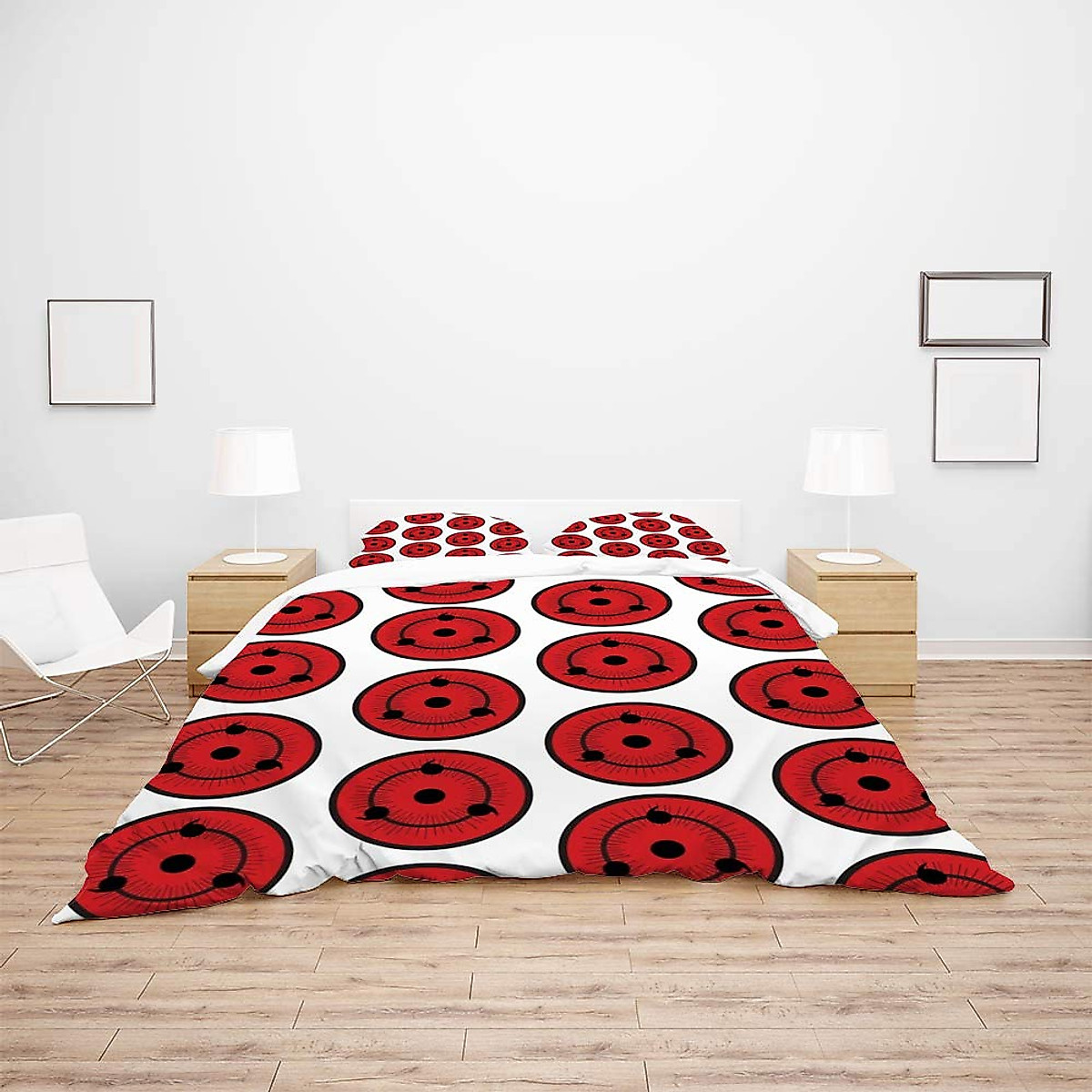 Bedding Sets King Size Sharingan Copy Eye Duvet Cover Set with 1 Duvet Cover and 2 Pillow Shams,Gifts for Girls Boys Teen,Without Comforter