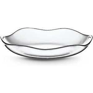 Biandeco Glass Round Platter Serving Tray - Wavy Edge Extra Large Charger Plate, 12 inch Diameter, Extra Resistant Centerpiece Dinnerware, Fruit, Dessert, Salad, Appetizer Plate
