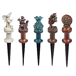 Istartea Garden Hose Guide Stake , 5PCS Garden Hose Spike Lawn Hose Support Spikes Rust Free Antique Metal Plant Saver Tools for Garden Lawn Yard