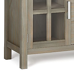 SIMPLIHOME Kitchener SOLID WOOD 53 Inch Wide Contemporary TV Media Stand in Distressed Grey for TVs up to 60 Inches, For the Living Room and Entertainment Center