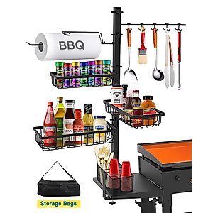 Concons Griddle Caddy for Blackstone Griddle Accessories, BBQ Grill Caddy with Paper Towel Holder, Outdoor Kitchen Accessories for Camper, Grill Accessories Organizer, Condiment Caddy, Gifts for Men