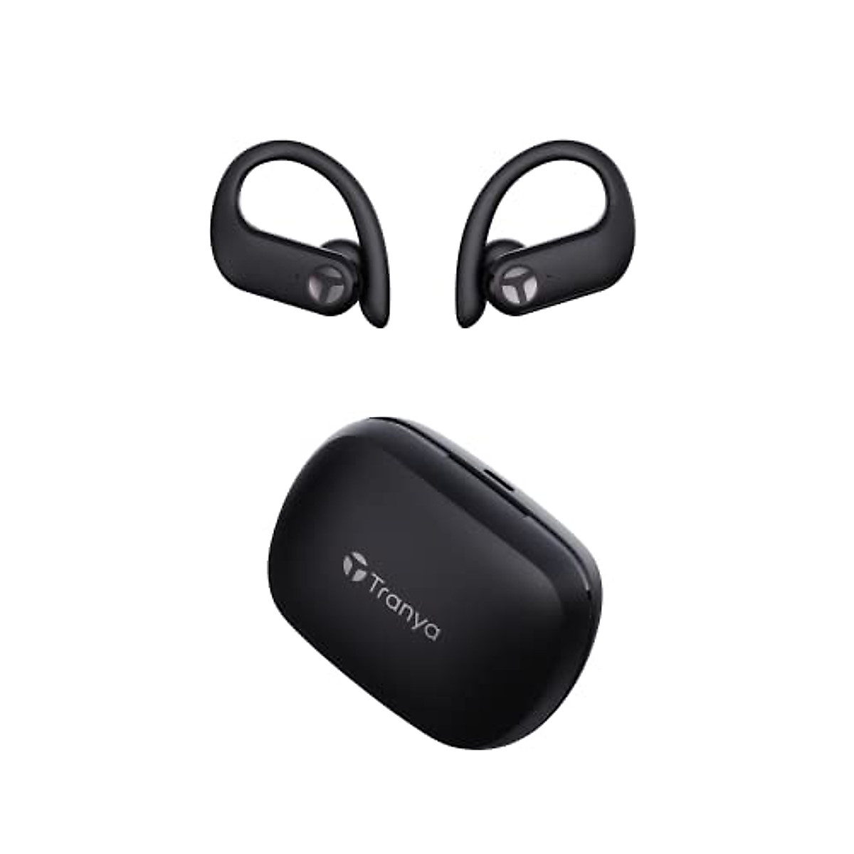 TRANYA X5 Wireless Earbuds, 32H Playtime with USB-C Fast Charging Touch Control Sports Earbuds, Bluetooth 5.3 True Wireless Earbuds with Ear Hook, IPX5 Waterproof Over-Ear Buds for Workout Running.