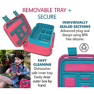 Bundle of kinsho Bento Lunch Box with Insulated Bag, Water Bottle&Ice Pack Set (Pink Unicorn) + Pencil Case for Girls, Cute Pouch Box Bag for Little Kids (Pink Unicorn)