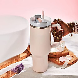 ANNA QUEEN 40 oz Tumbler With Handle and Straw,Stainless Steel Vacuum Insulated Tumbler Travel Mug Water Bottle Cup for Water Iced Tea Coffee Smoothie Car, Beverages Idea(Hot Pink)