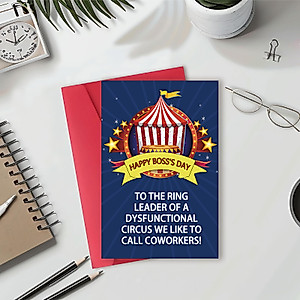 MQMRYeto Funny Boss's Day Card, Ring Leader of Dysfunctional Circus Card, Boss Appreciation Card, Boss Day Card Gifts for Men Women, Boss Birthday Card