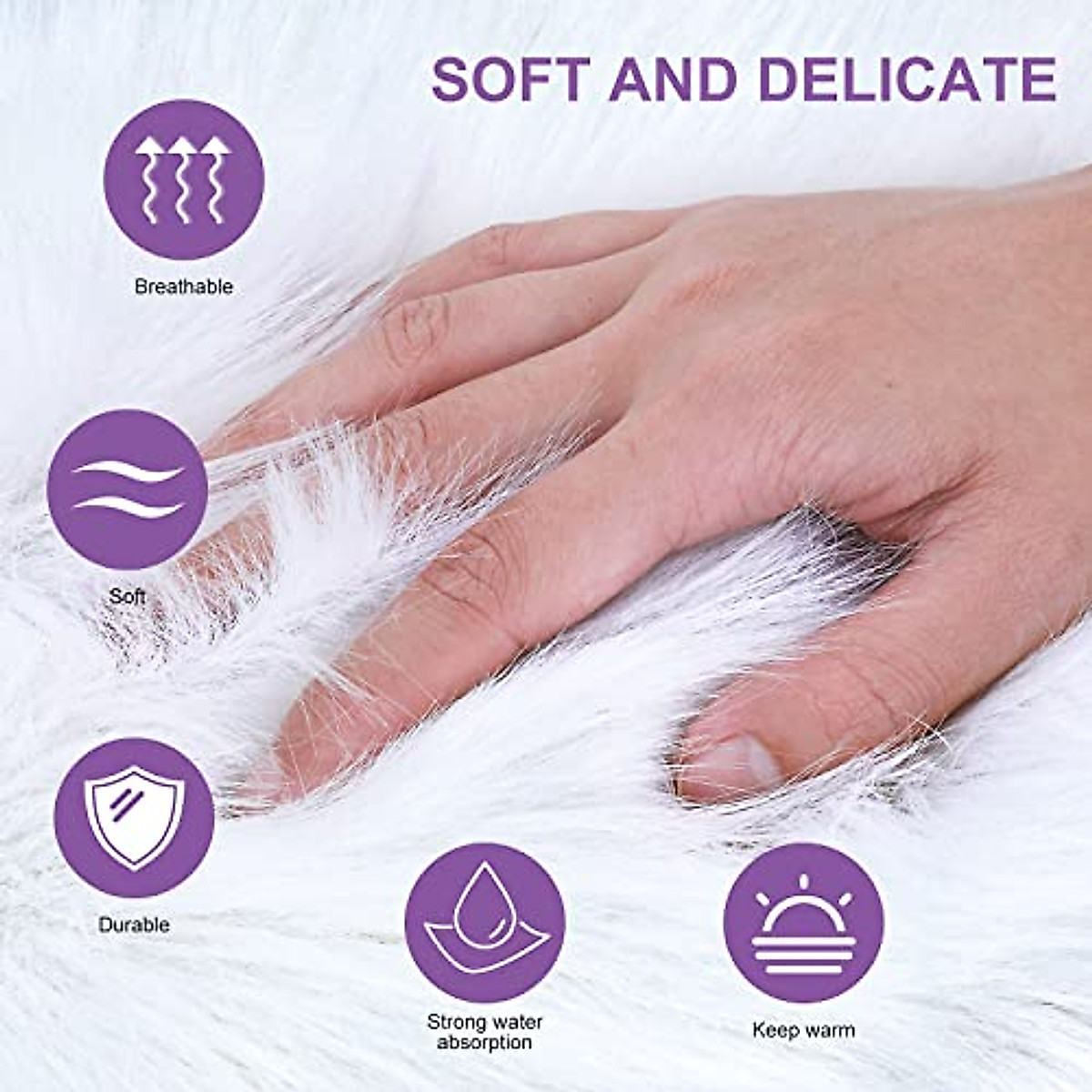 Sibba Faux Fur Small Area Rug Chair Desk Sofa Cover Carpet 35 cm Fluffy Plush Seat Pad Protectors for Home Bedrooms Aesthetic Decor (White Round)