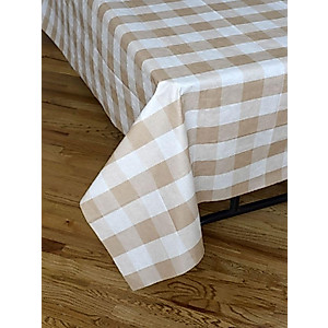 Havercamp Khaki and White Plaid Table Cover |1 Pack | 54" x 108" | Classic Plaid Collection | Great for Picnic, Barbecue, Cookout, Lumberjack Theme, Playground
