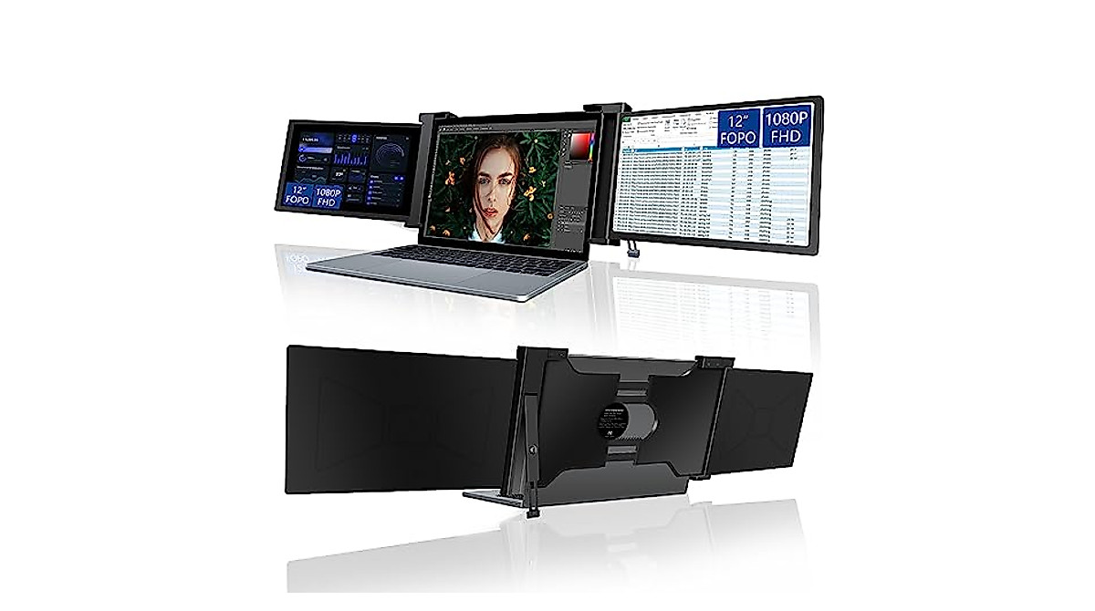 FOPO 12" Triple Laptop Screen Extender Triple Portable Monitor for 13 ...